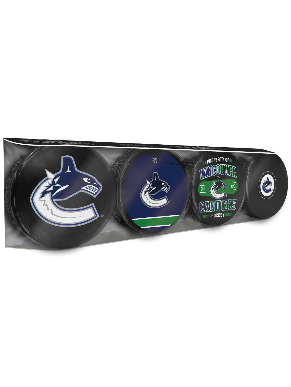 NHL Vancouver Canucks Souvenir Hockey Puck Collector's 4-Pack — Inglasco