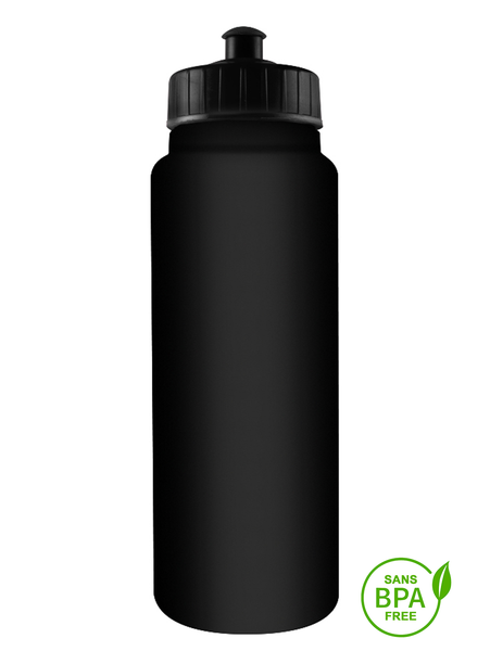 1000ml Tallboy Black Water Bottle With Black Pull-Top Lid – Inglasco Inc.